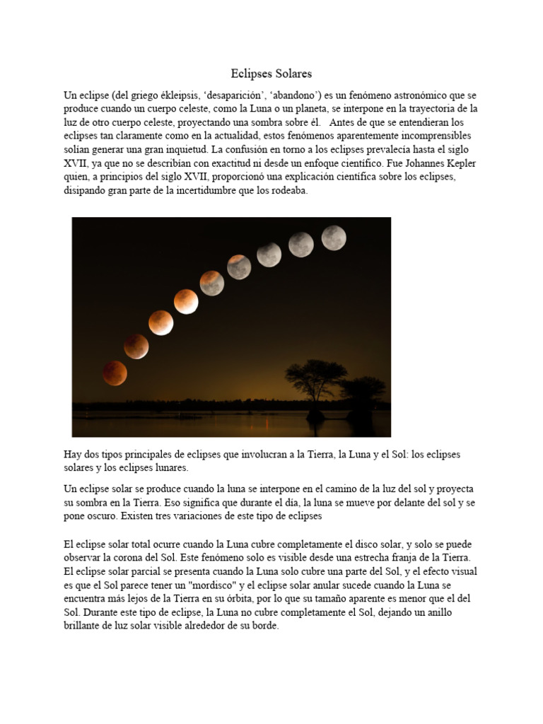 Eclipses Solares Astronomía y Física Proyecto | PDF | Eclipse | Luna