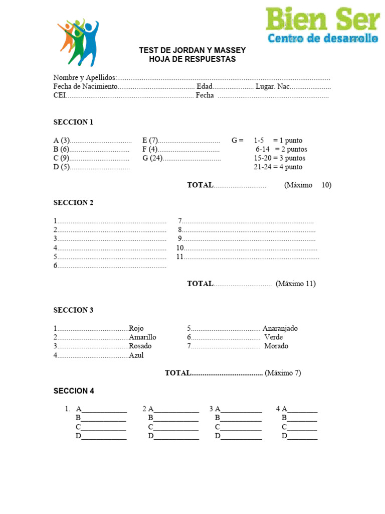 Test de Jordan y Massey | PDF