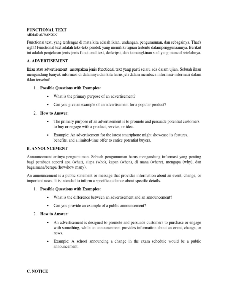Functional Text - Ahmad Alwan | PDF | Hazards | Human Communication