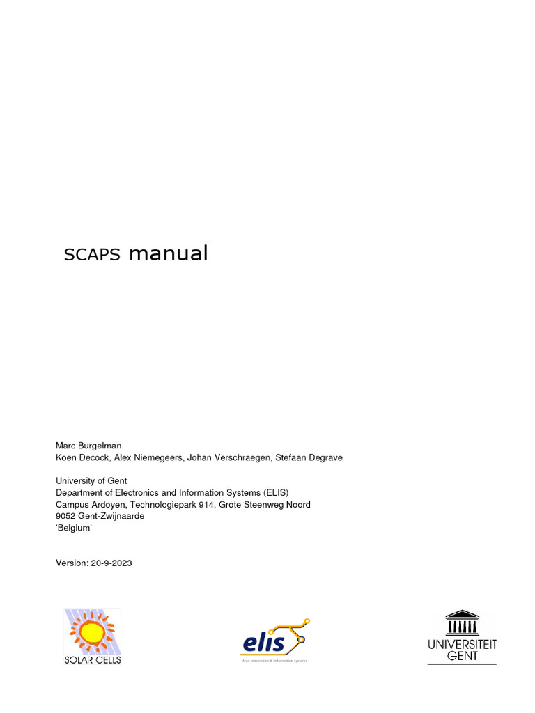 SCAPS Manual Most Recent | PDF | Solar Cell | Computer File
