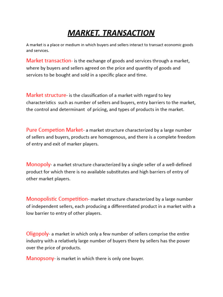 Market Transaction | PDF | Financial Markets | Market (Economics)