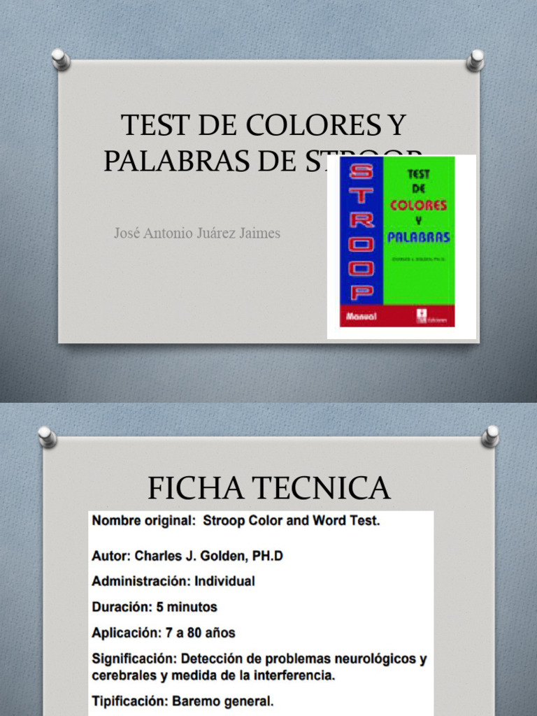 Test de Colores y Palabras de Stroop | Descargar gratis PDF | Cognición ...
