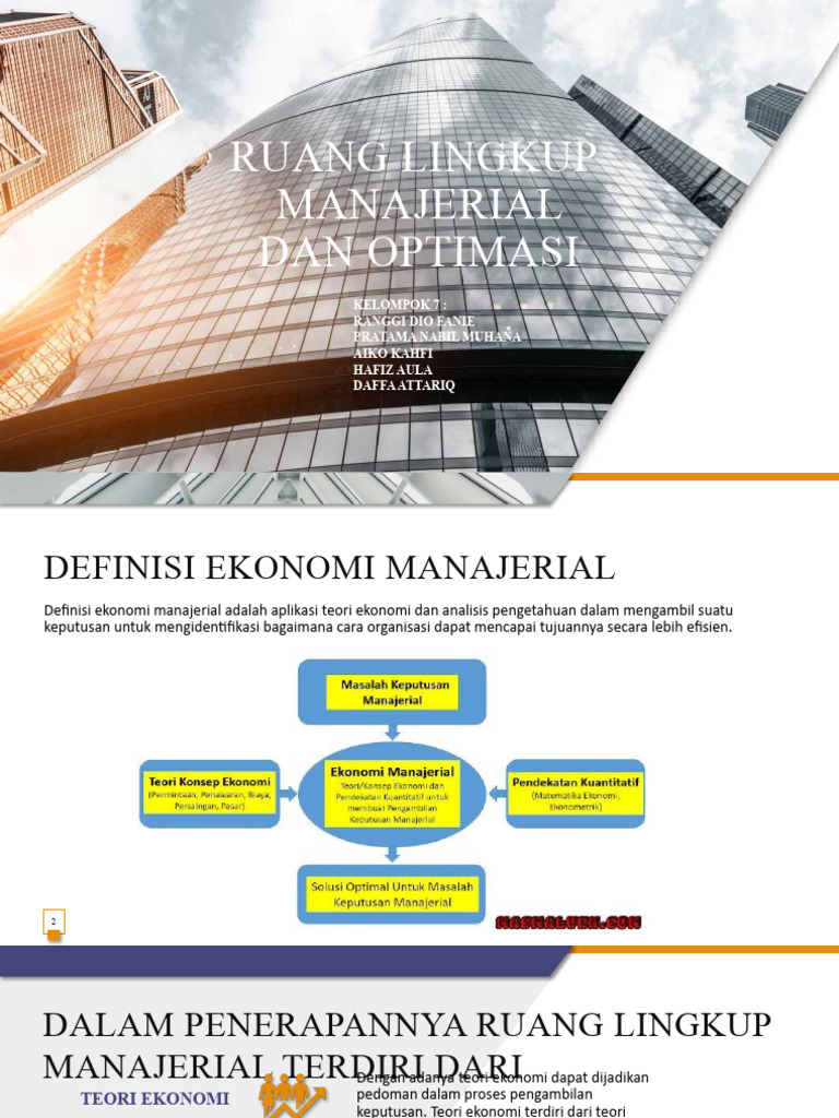 Ruang Lingkup Manajerial Dan Optimasi | PDF