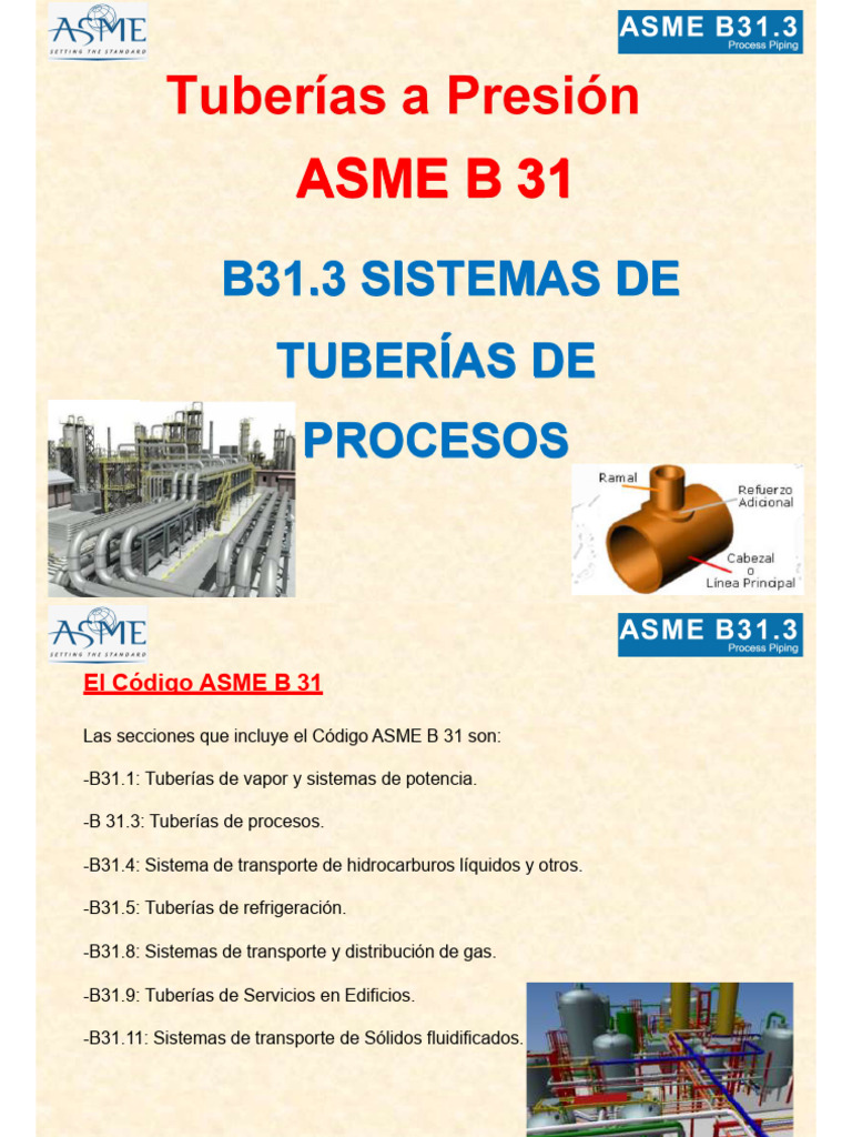 Diapositiva Asme b31.3 | PDF | Tubería (transporte de fluidos) | Materiales