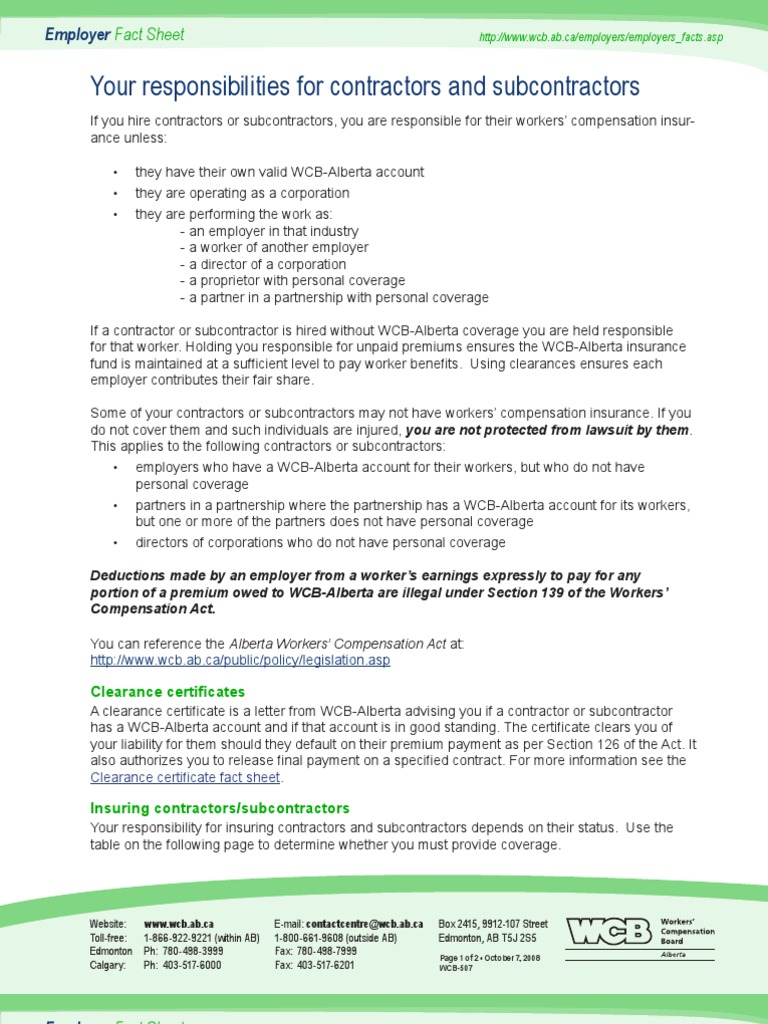 EFS Your Responsibilites For Contractors and Subcontractors | PDF ...