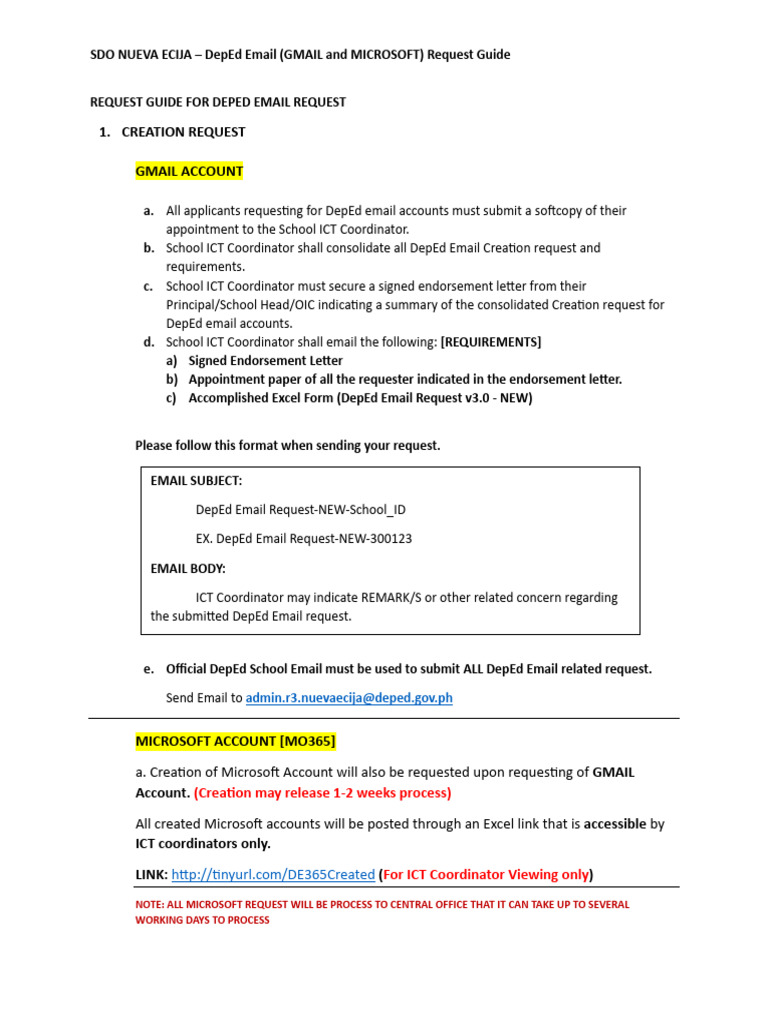 Guide For Deped Email Request Gmail and Microsoft | PDF | Gmail | World ...