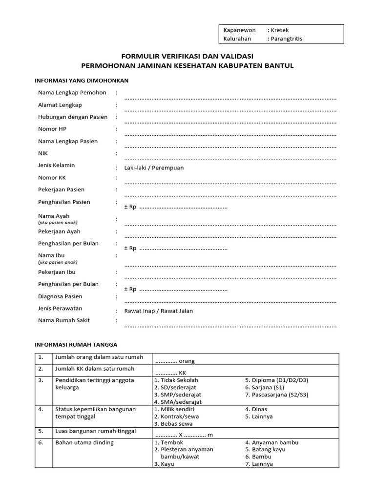 Formulir Verifikasi Dan Validasi | PDF Formulir Verifikasi Dan Validasi | PDF