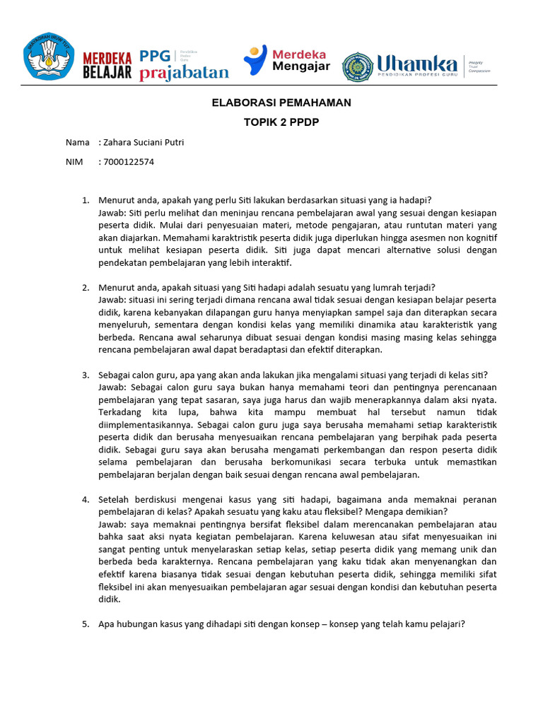ELABORASI PEMAHAMAN PPDP Topik2 | PDF
