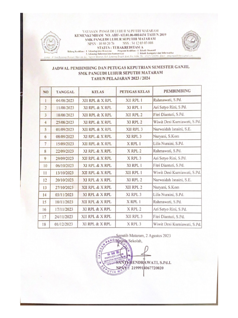 Jadwal Keputrian | PDF