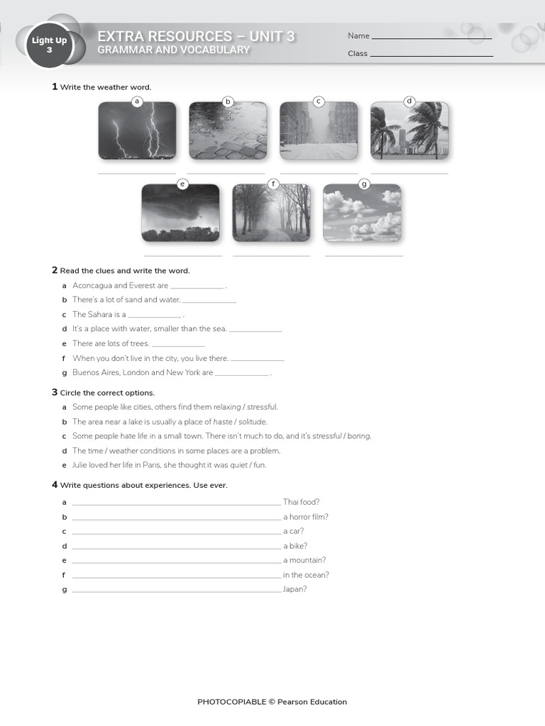 Light Up 3 Unit3 EXTRA RESOURCES | PDF | Linguistic Morphology | Syntax