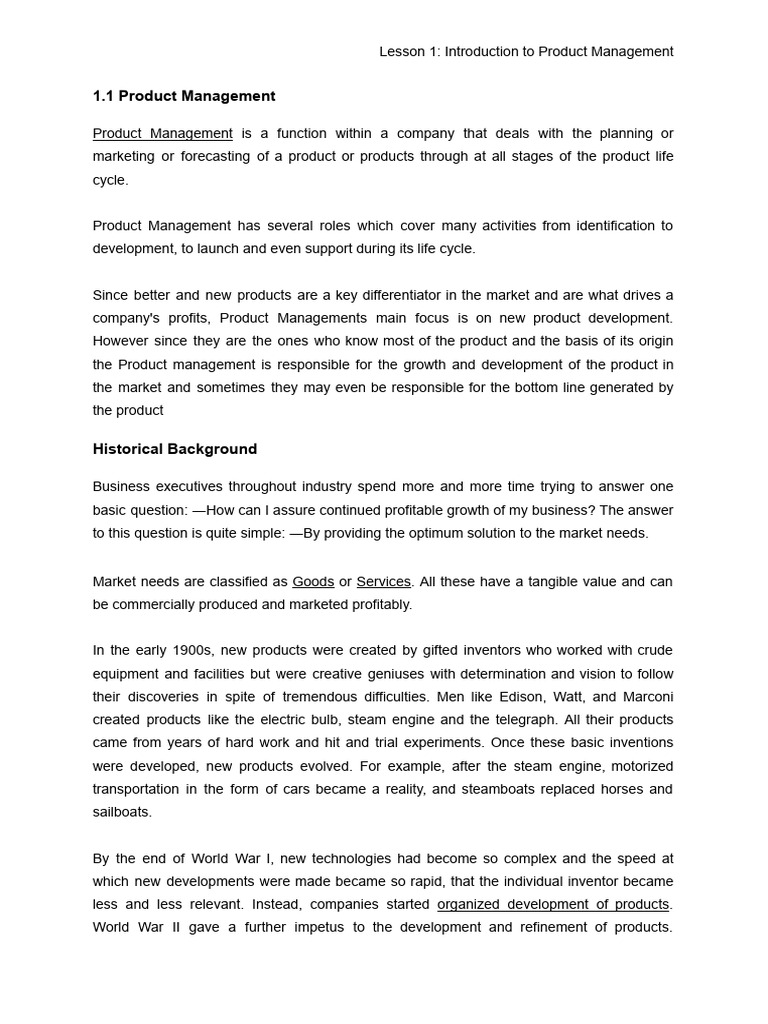 Introduction of Product Management | PDF | New Product Development | Sales