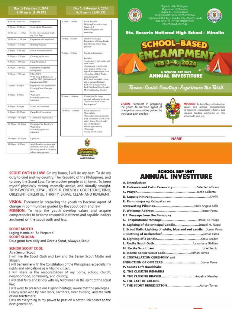 Final Camping Program | Download Free PDF | Scouting | Youth Movements