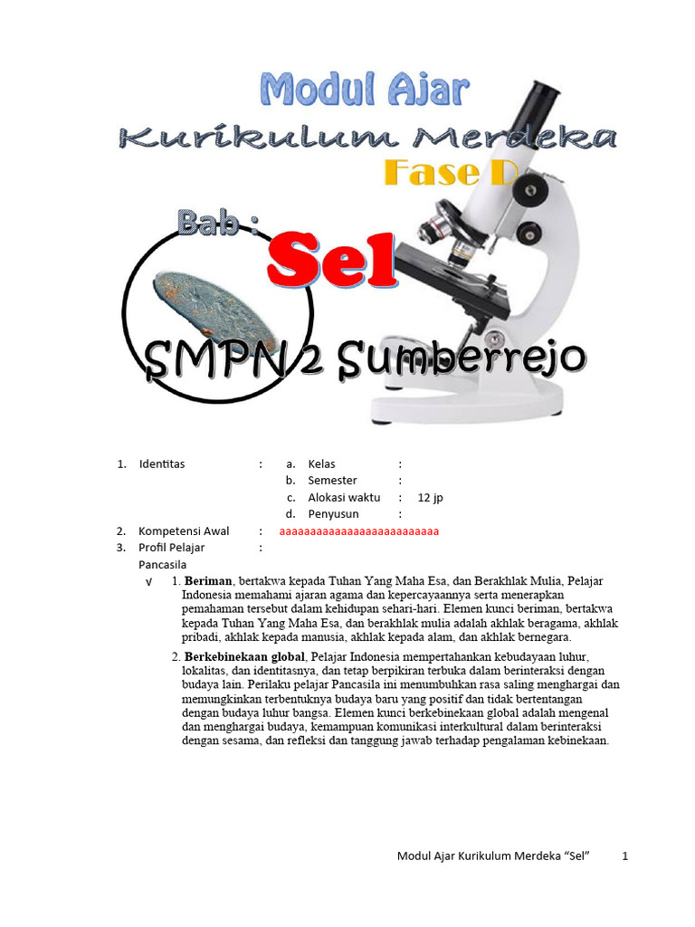 811 Modul Ajar KurMer Sel | PDF