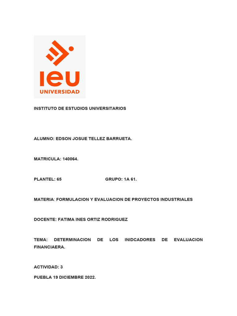 Act 3 Formulacion y Evaluacion de Proyectos | Descargar gratis PDF | Planificación