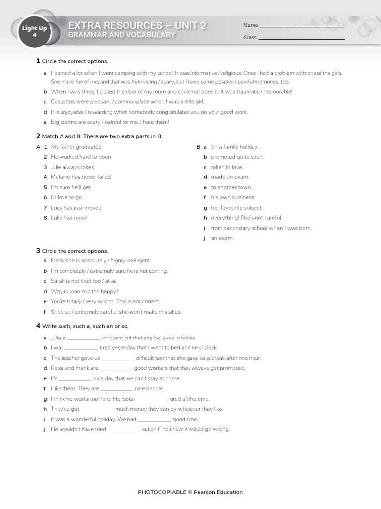 LIGHT UP 4 Unit 2 Extra Resource | PDF