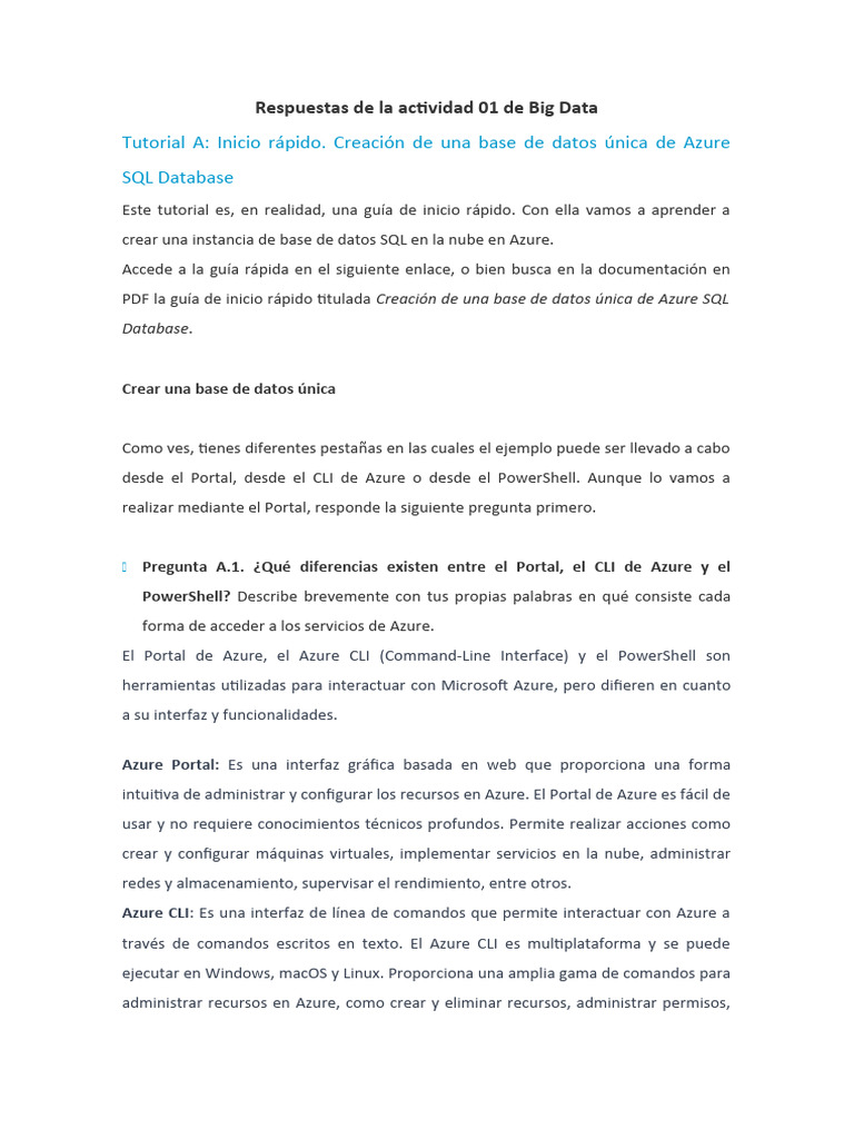 Guía Rápida: Crear Base de Datos Azure SQL | PDF | Computación en la ...