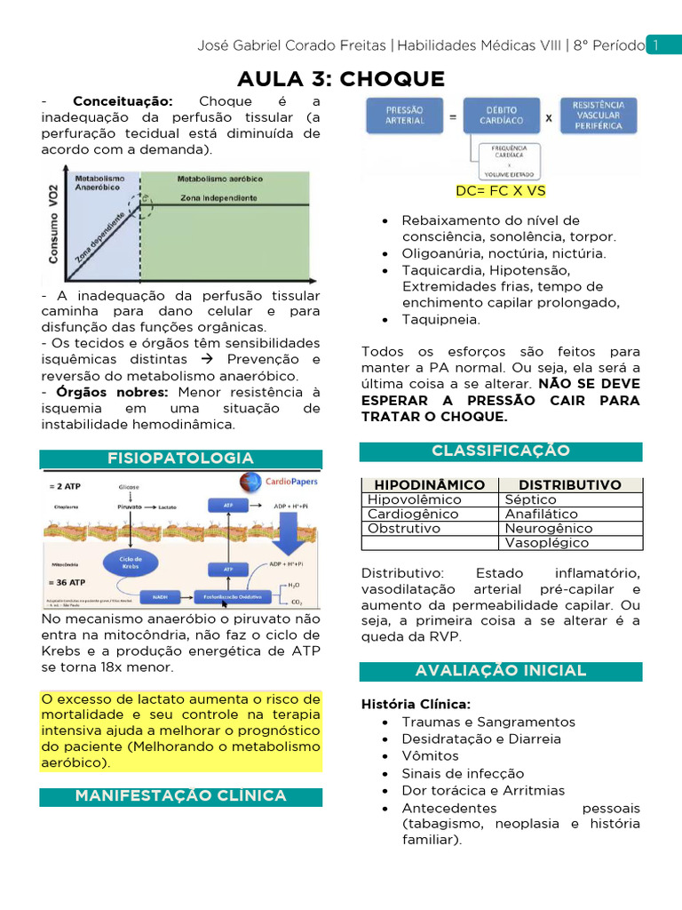 AULA 03 - Choque | PDF | Choque (circulatório) | Doenças e distúrbios