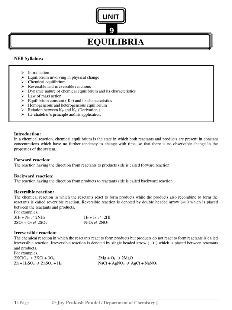 Equilibria | PDF | Reaction Rate | Chemical Equilibrium
