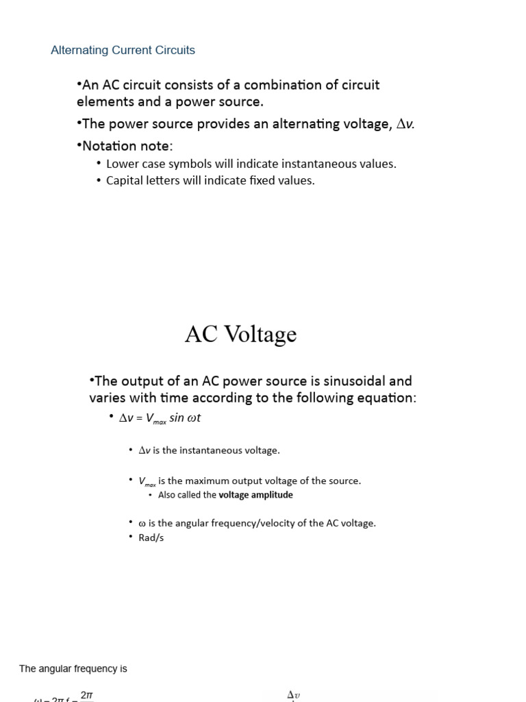 ELTA Lecture 2 AC Circuits | PDF | Capacitor | Inductor