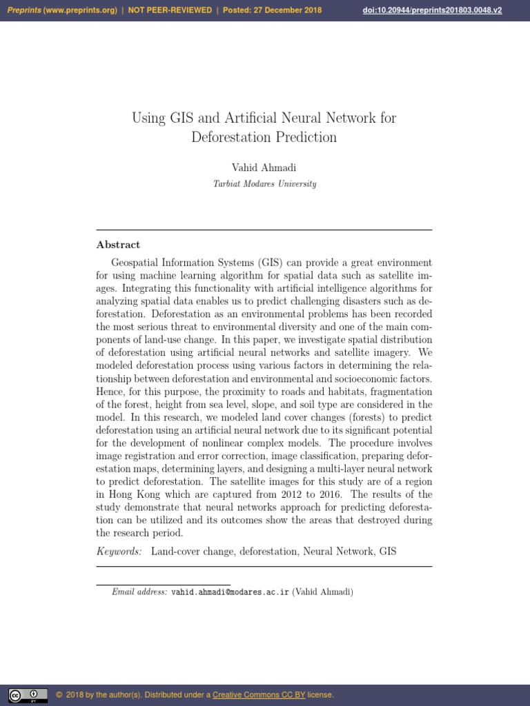 Using Gis and Artificial Neural Network For Deforestation Prediction | PDF | Geographic ...