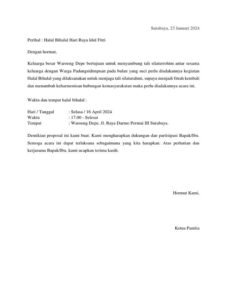 Proposal Idul Fitri | PDF