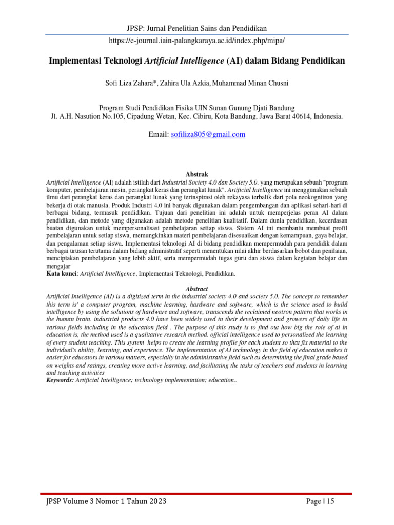Implementasi Teknologi Artificial Intelligence AI | PDF