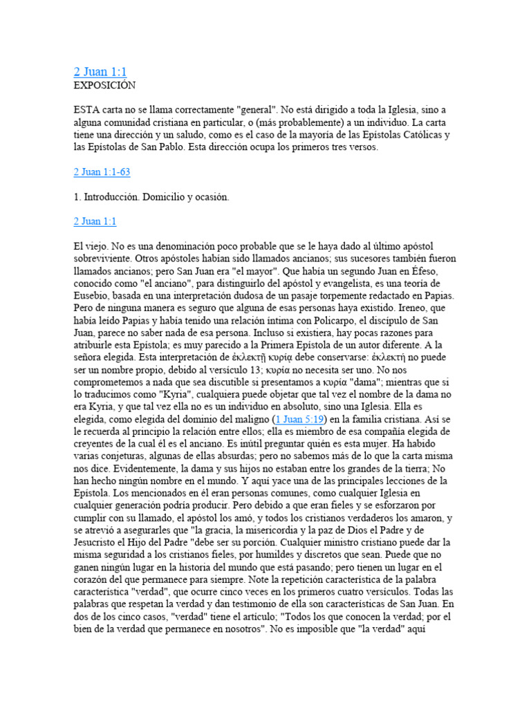 2juan Comentario Del Pulpito | PDF | Amor | Juan el apóstol