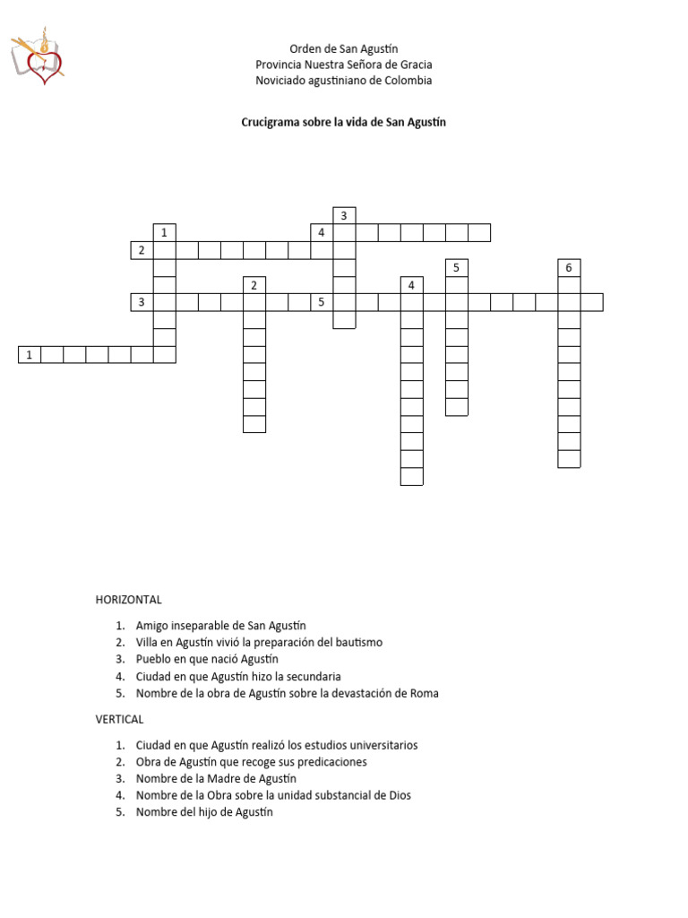 Crucigrama sobre San Agustín | PDF