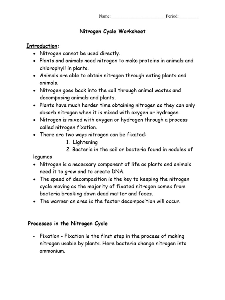 7 Nitrogen Cycle W Questions Ans | PDF | Soil Science | Environmental ...
