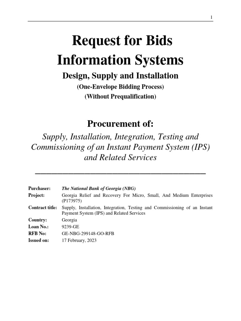 Ge NBG 299148 Go RFB | PDF | Procurement | Loans