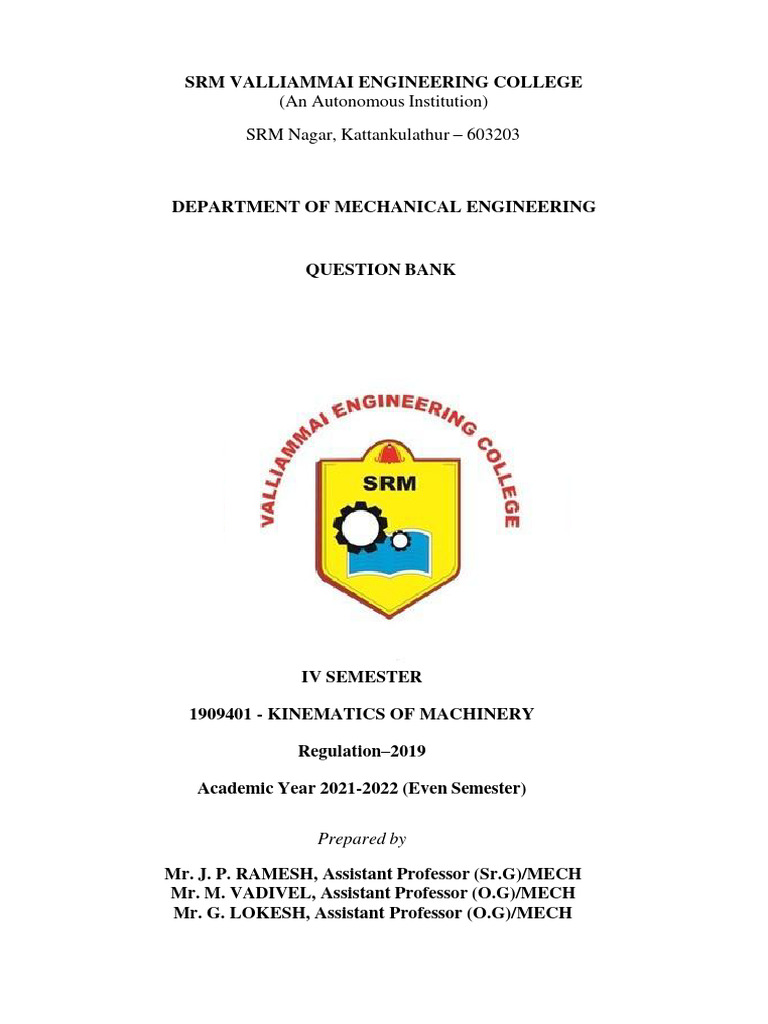 Kinematics of Machinery | PDF | Gear | Belt (Mechanical)