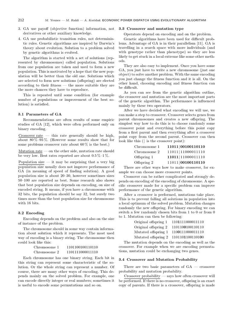 M. Younes - M. Rahli - A. Koridak: Economic Power Dispatch Using Evolutionary Algorithm | PDF ...