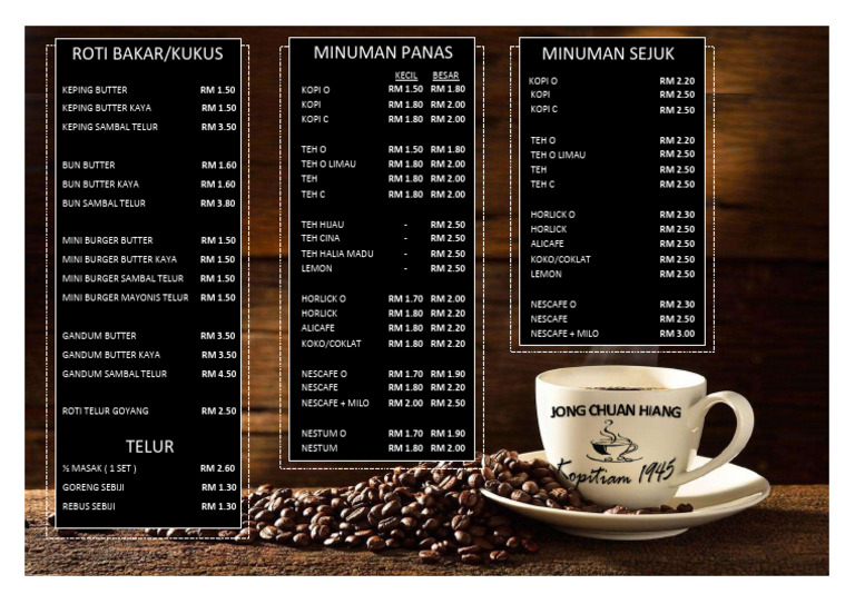 Menu Kedai Kopi | PDF
