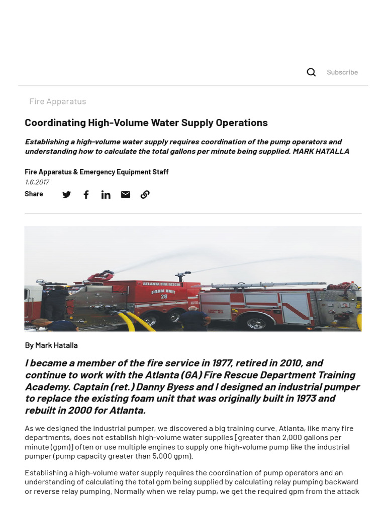 Coordinating High-Volume Water Supply Operations - Fire Apparatu | PDF ...