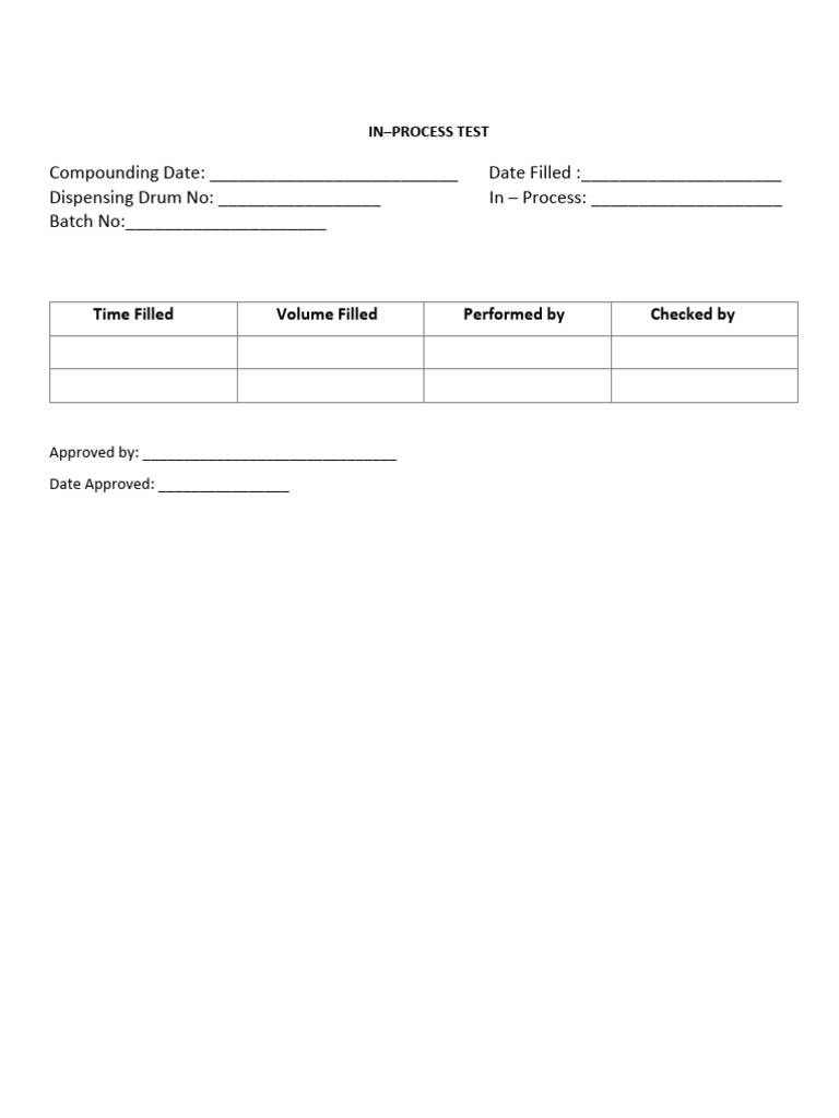 Inprocess Test Form | PDF