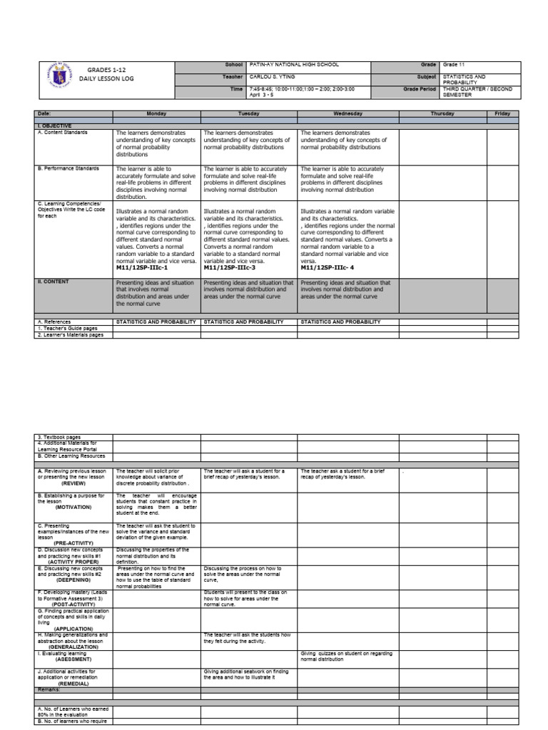 STAT DLL - normal distribution | PDF | Normal Distribution | Learning