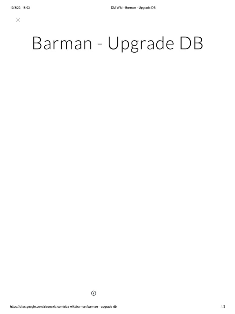 Barman - Upgrade | PDF