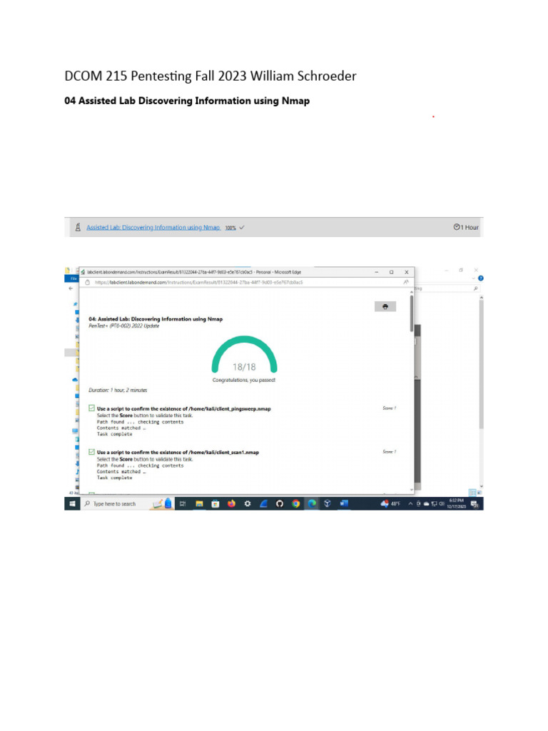 DCOM 215 04 Assisted Lab Discovering Information Using Nmap | PDF