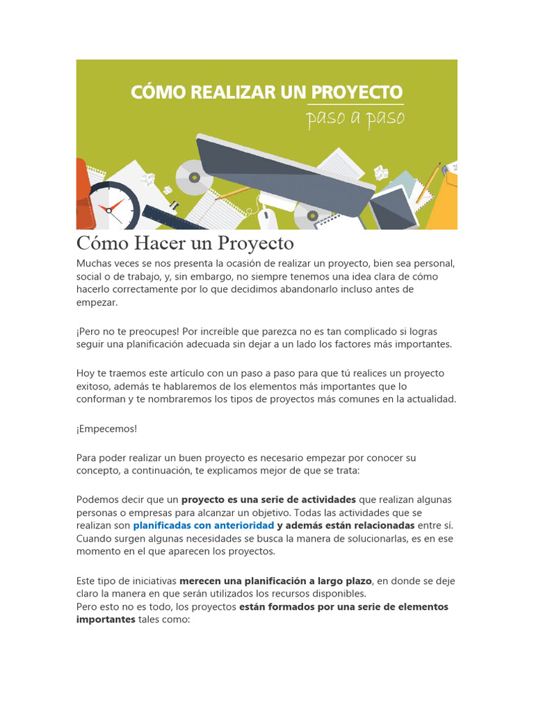 Como Hacer Un Proyecto | PDF | Planificación | Business