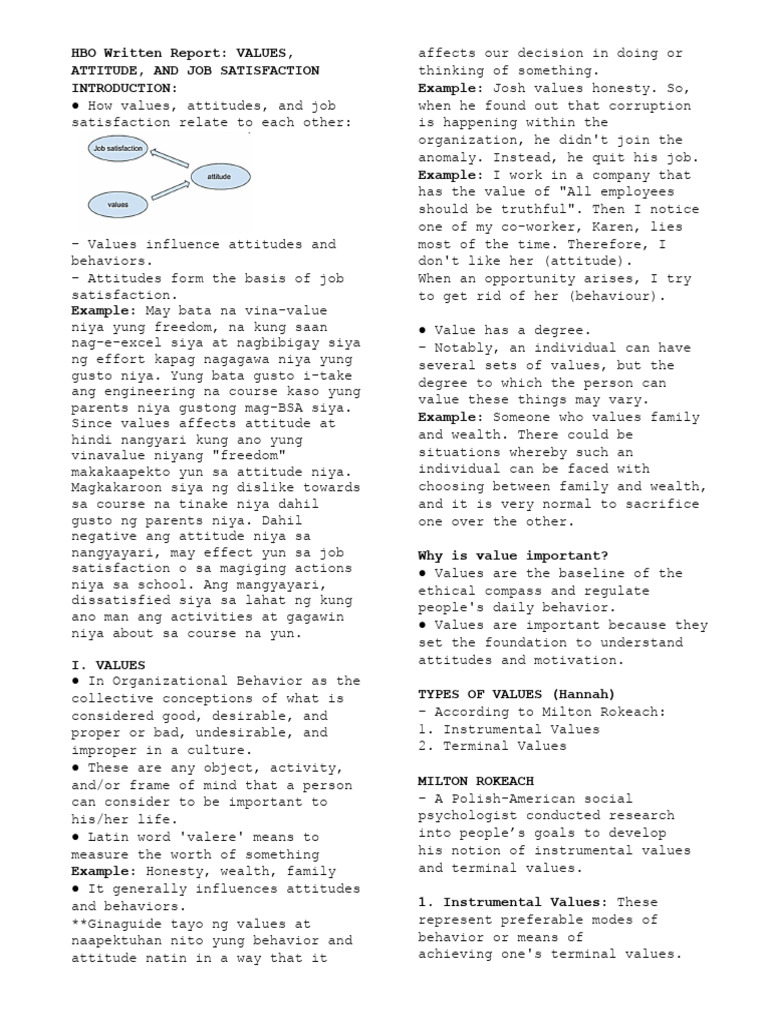 HBO Written Report | PDF | Attitude (Psychology) | Job Satisfaction