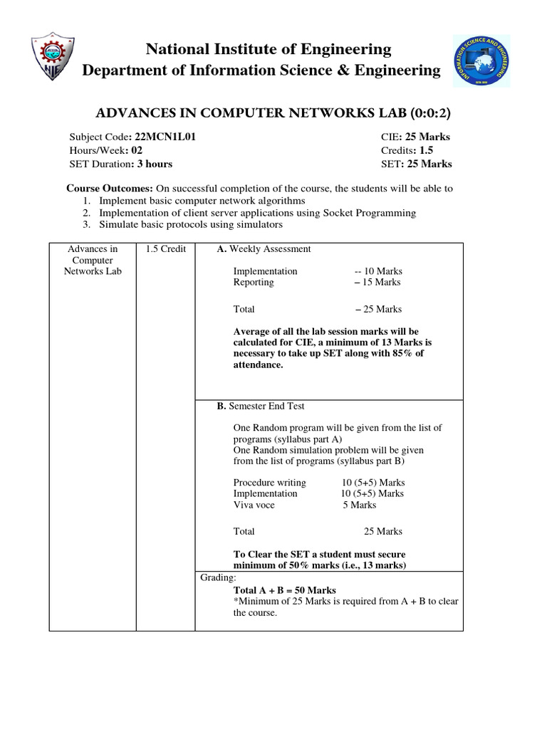 CNS Lab CIE SET Rubrics | PDF | Expected Value | Computer Programming