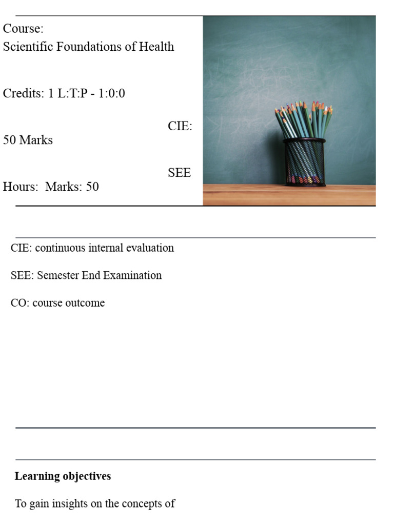 Scientific Foundations of Health Course | PDF | Mental Health | Chronic ...