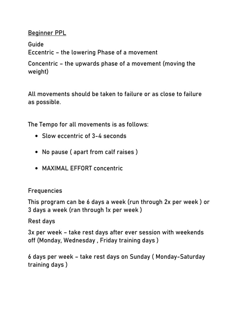 Beginner_PPL_New | PDF | Weight Training | Physical Exercise