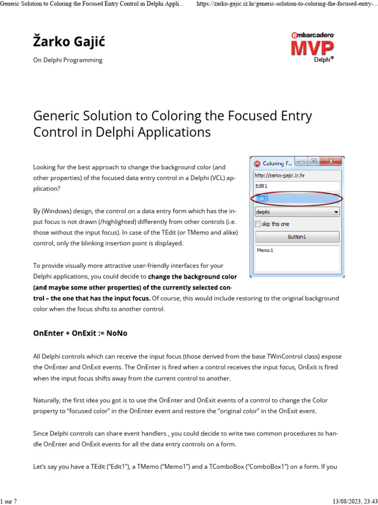 Delphi Focused Control Coloring Guide | PDF | Class (Computer ...