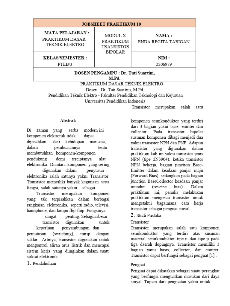 Transistor Sebagai Penguat | PDF