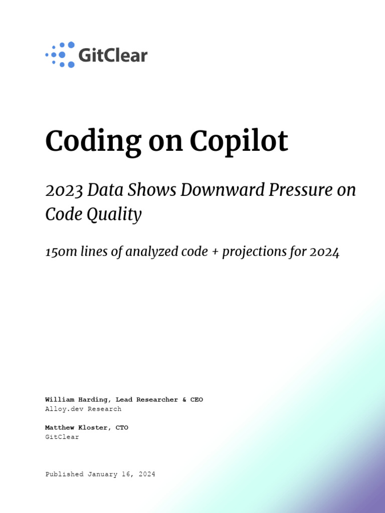 Coding On Copilot 2024 Developer Research | PDF | Source Code ...