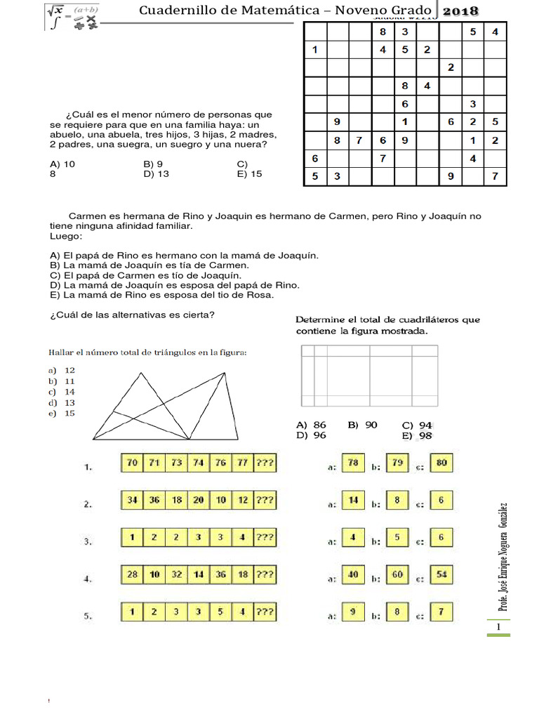 Cuadernillo Mate. 9º P. Jose | PDF | Programación lineal | Geometría euclidiana