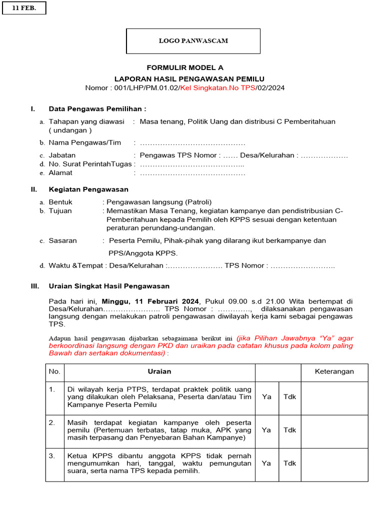 Form A PTPS 11 Februari 2024 | PDF