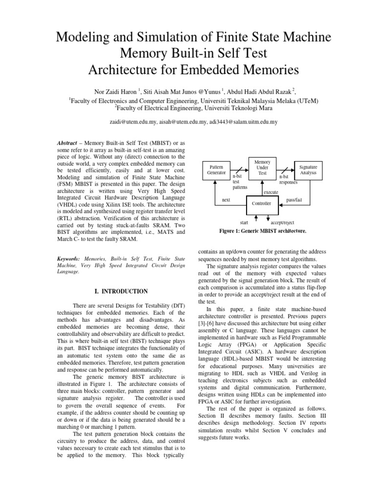 Modeling and Simulation of Finite State Machine Me | PDF | Hardware Description Language | Vhdl