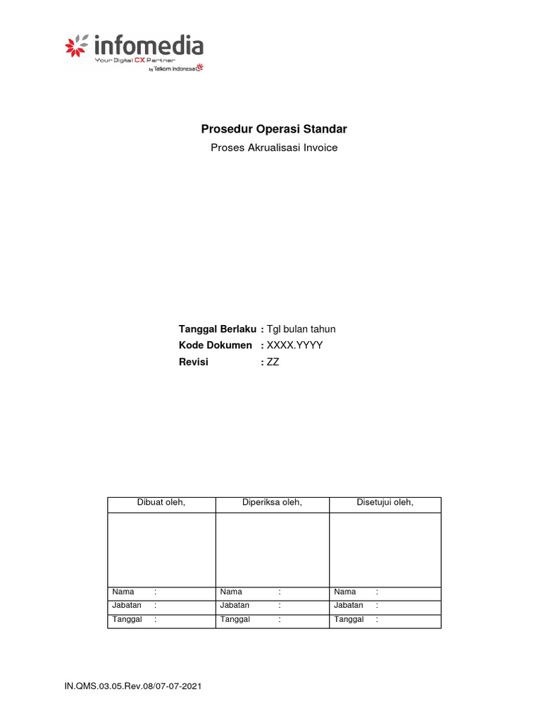 Draft SOP Proses Akrualisasi Invoice - Rev01 | PDF